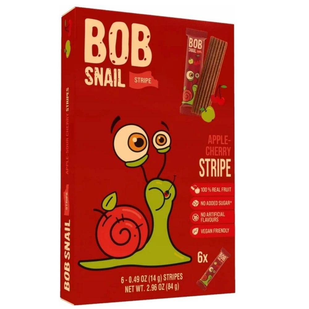 Bob Snail Apple & Cherry Stripe sem adição de açúcar - 6x14 g – Medpak